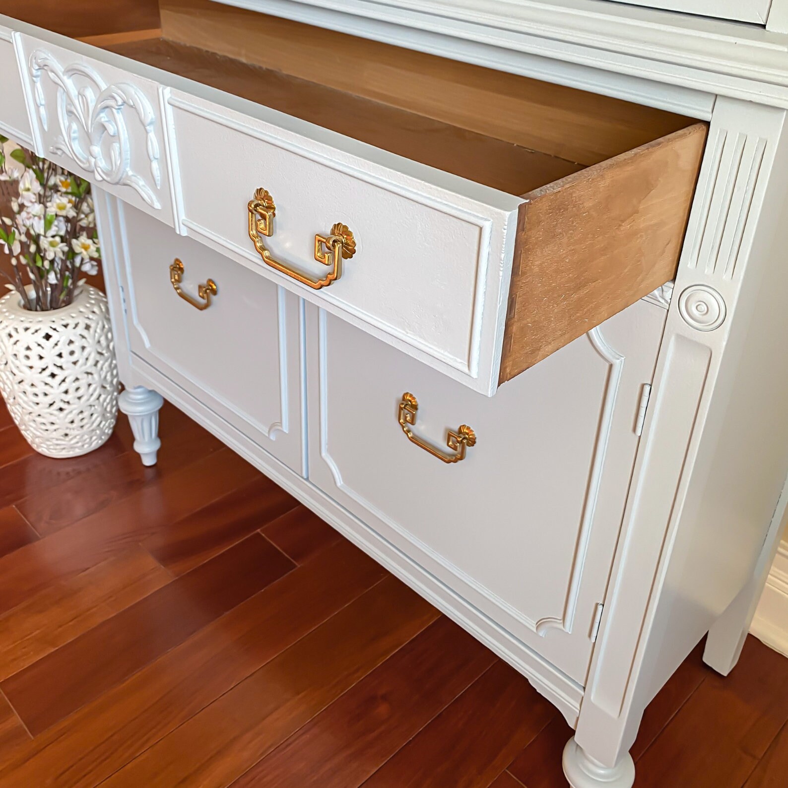 SOLD Antique Mahogany Hutch Refinished Traditional Furniture Duncan ...