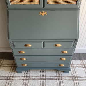 SOLD! Hutch Vintage Secretary Desk Secretary Hutch Dresser Cane ...