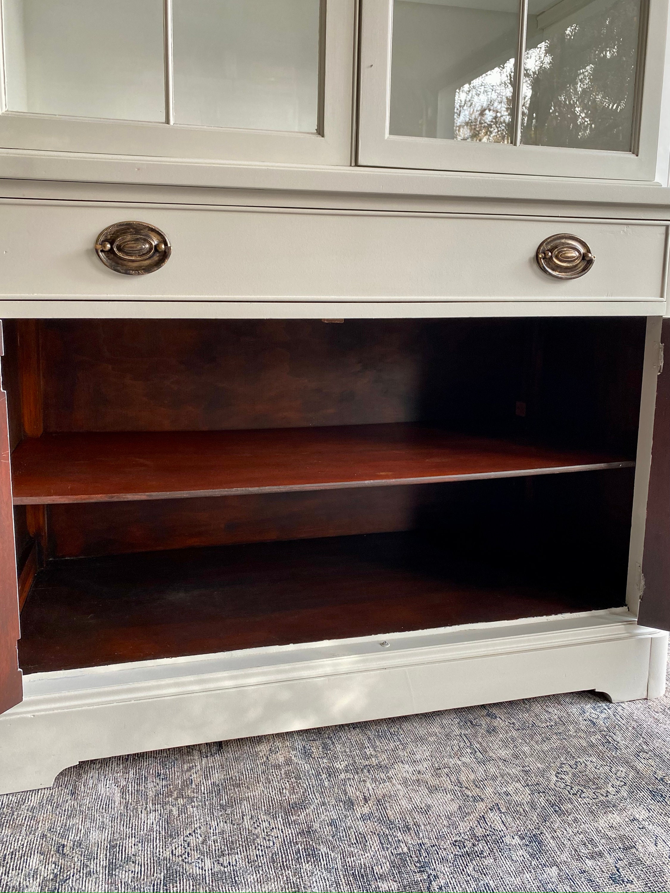 SOLD Hutch China Cabinet Hepplewhite Hutch Bookcase Vintage Dining Room ...