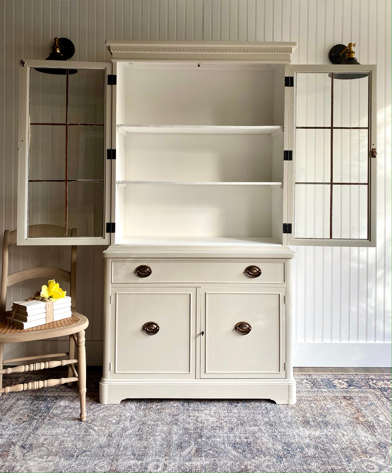 SOLD! Hutch China Cabinet Hepplewhite Hutch Bookcase Vintage Dining ...
