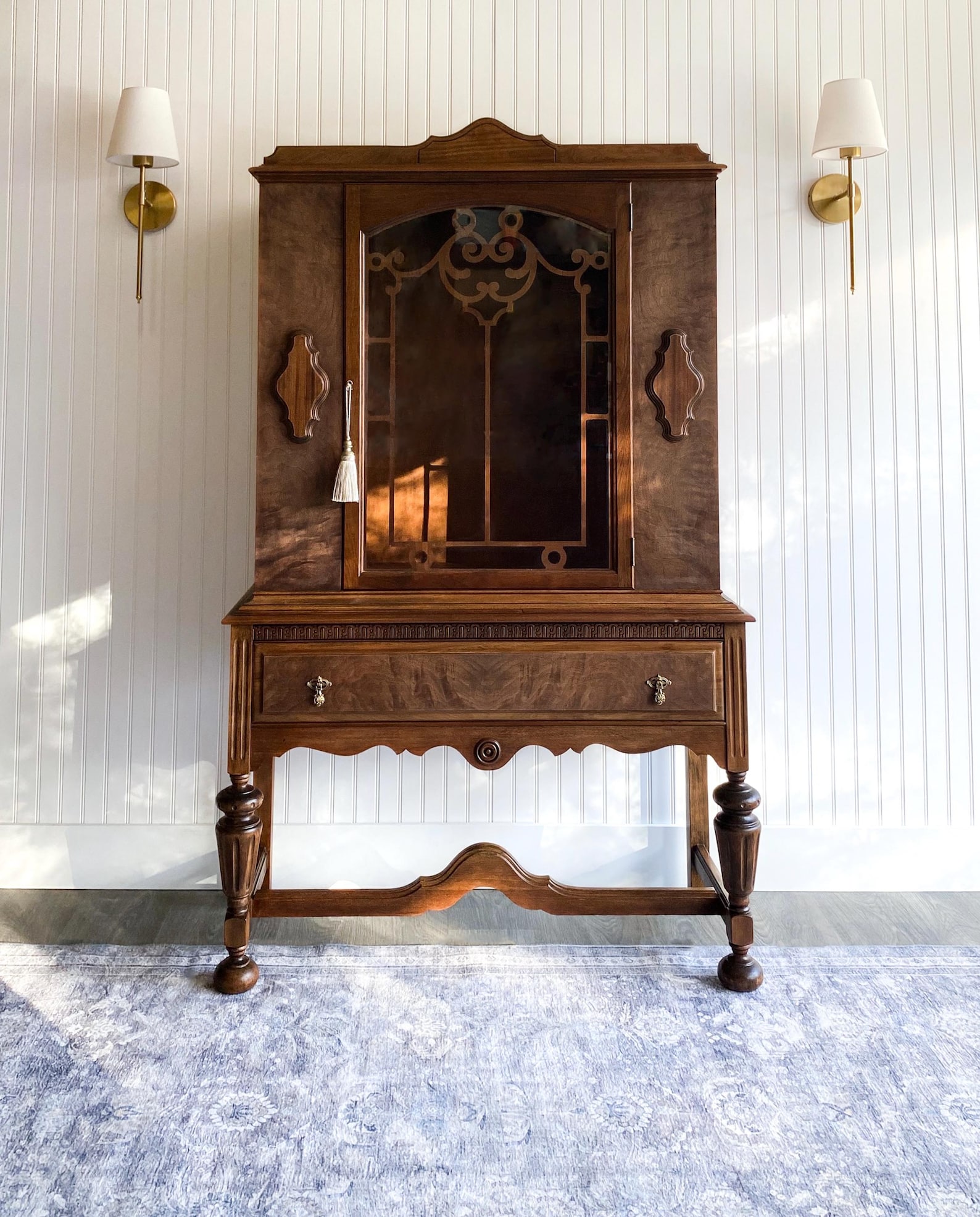 Antique Jacobean China Cabinet, Glass Display Case, Bedroom Storage ...
