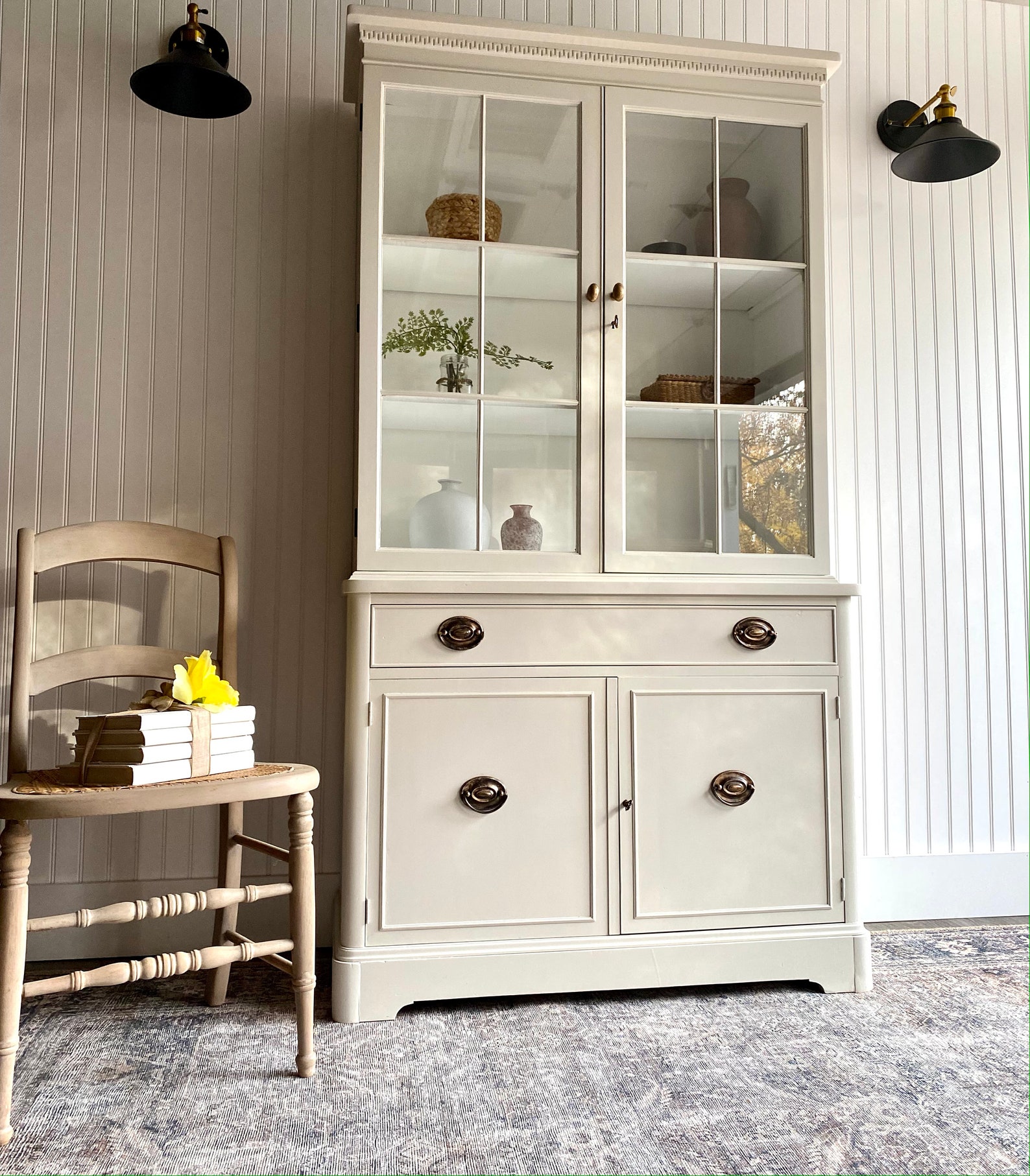 SOLD! Hutch China Cabinet Hepplewhite Hutch Bookcase Vintage Dining ...