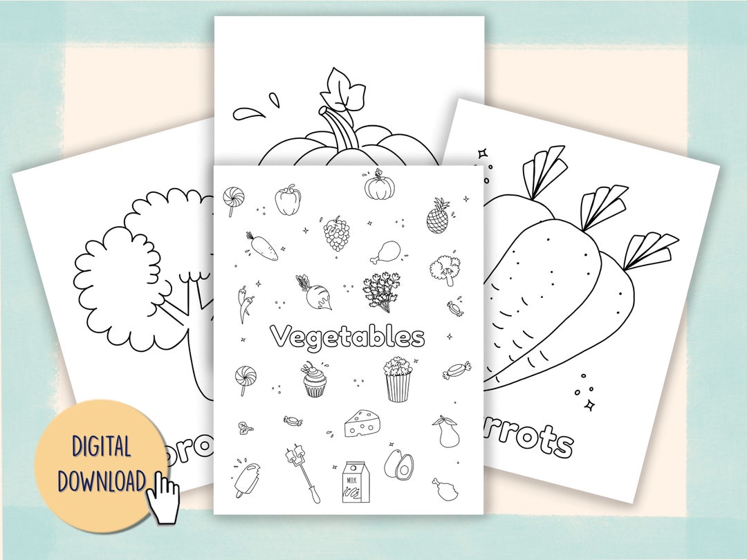 Printable Vegetable Coloring Pages for Kids - Etsy