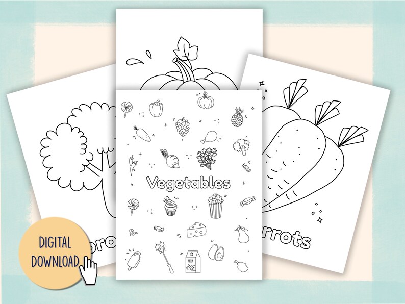 Printable Vegetable Coloring Pages for Kids - Etsy