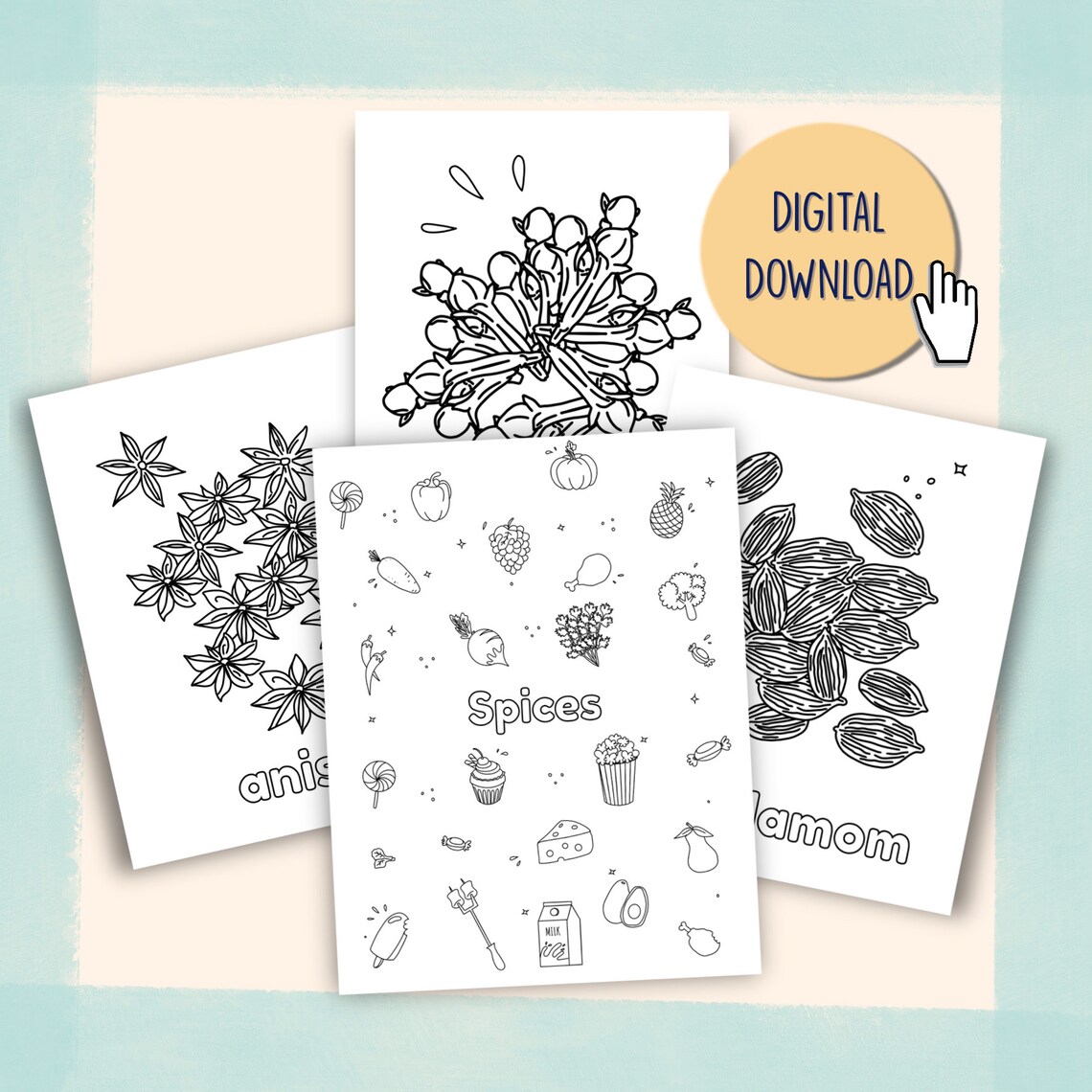 Spices Coloring Pages for Kids - Etsy