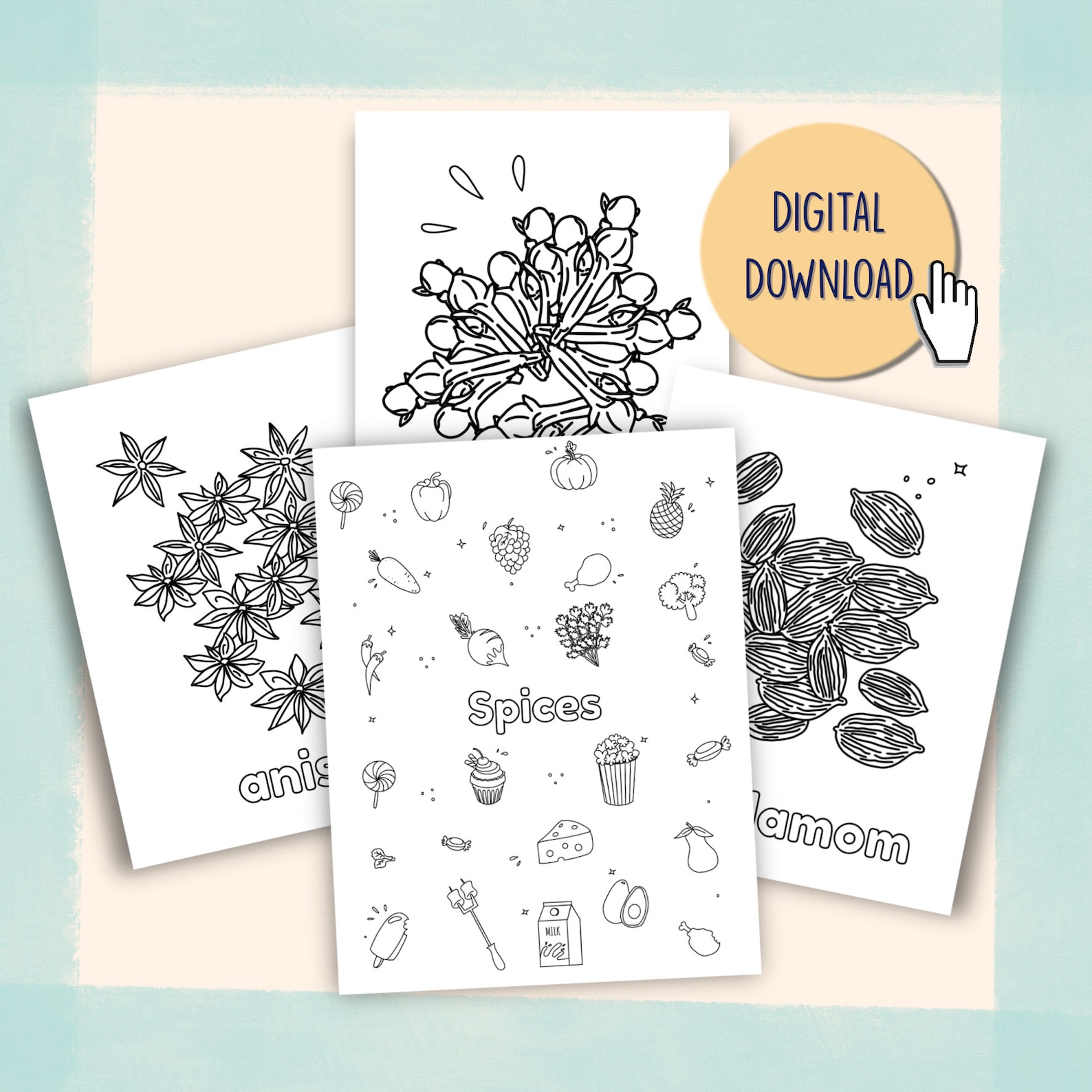 Spices Coloring Pages for Kids - Etsy