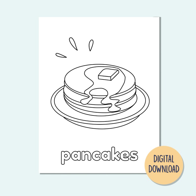 Breakfast Food Coloring Pages for Kids - Etsy