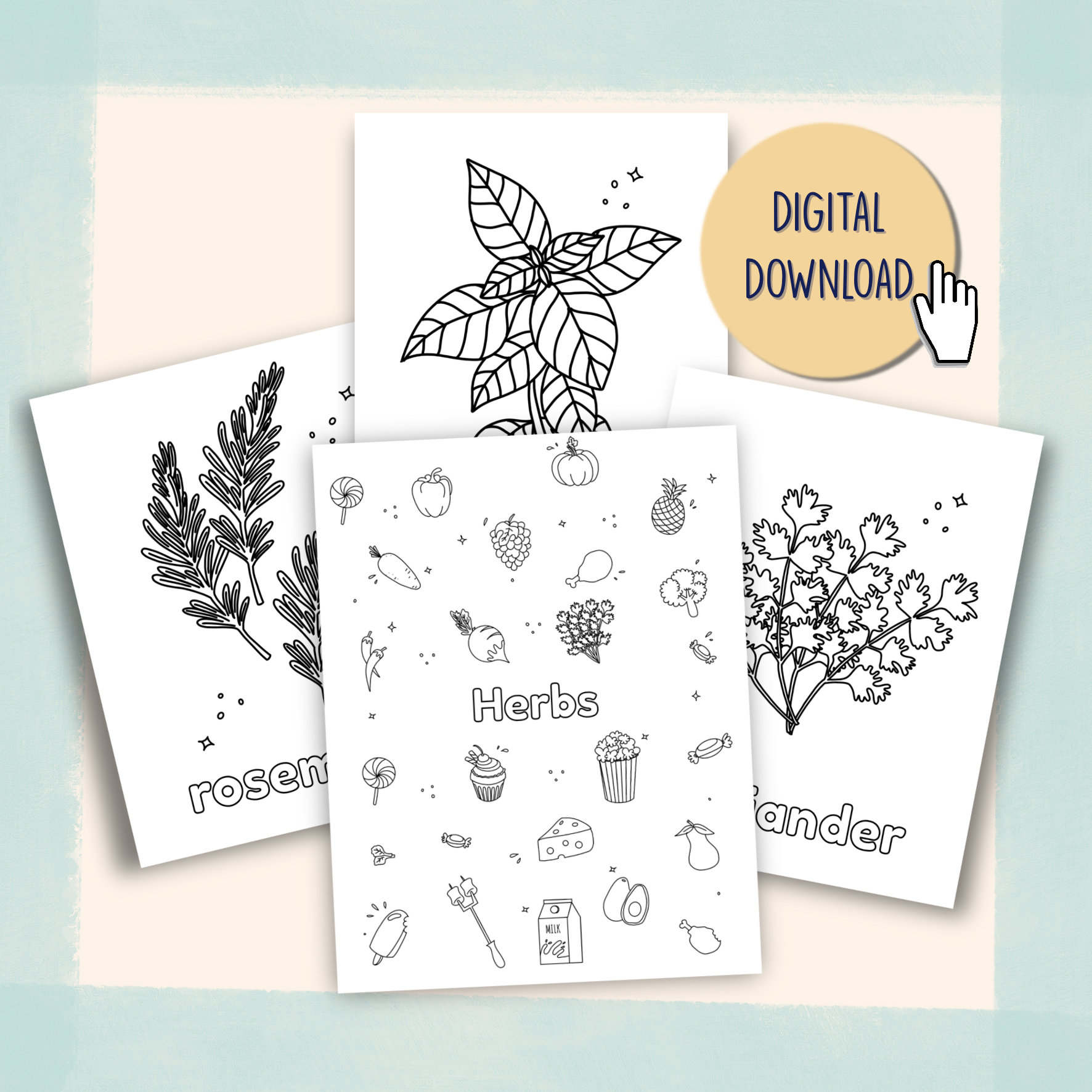 Herbs Coloring Pages for Kids - Etsy