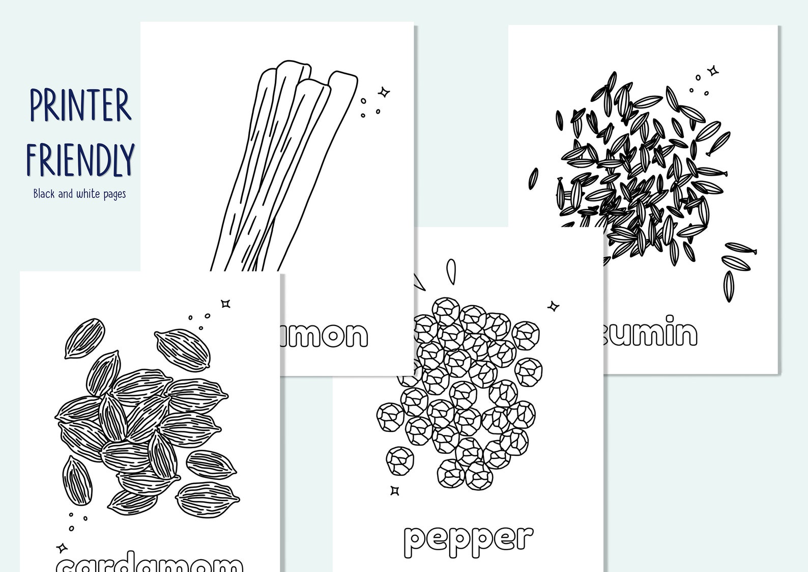 Spices Coloring Pages for Kids - Etsy