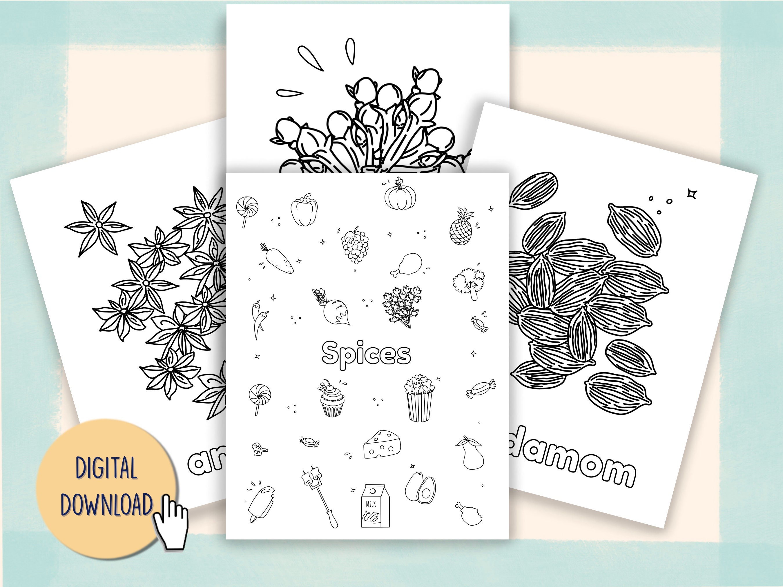 Spices Coloring Pages for Kids - Etsy Canada