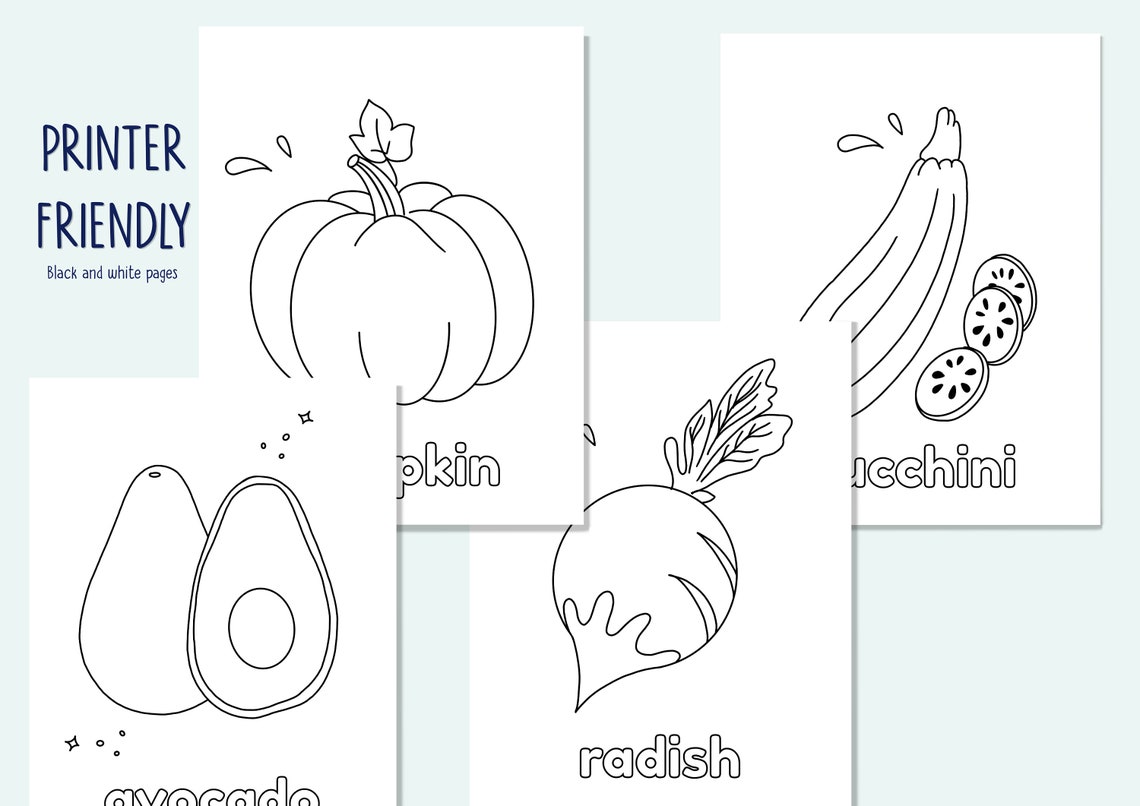 Printable Vegetable Coloring Pages for Kids - Etsy
