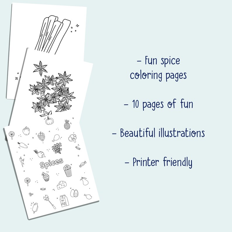 Spices Coloring Pages for Kids - Etsy