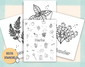 Herbs Coloring Pages - Etsy