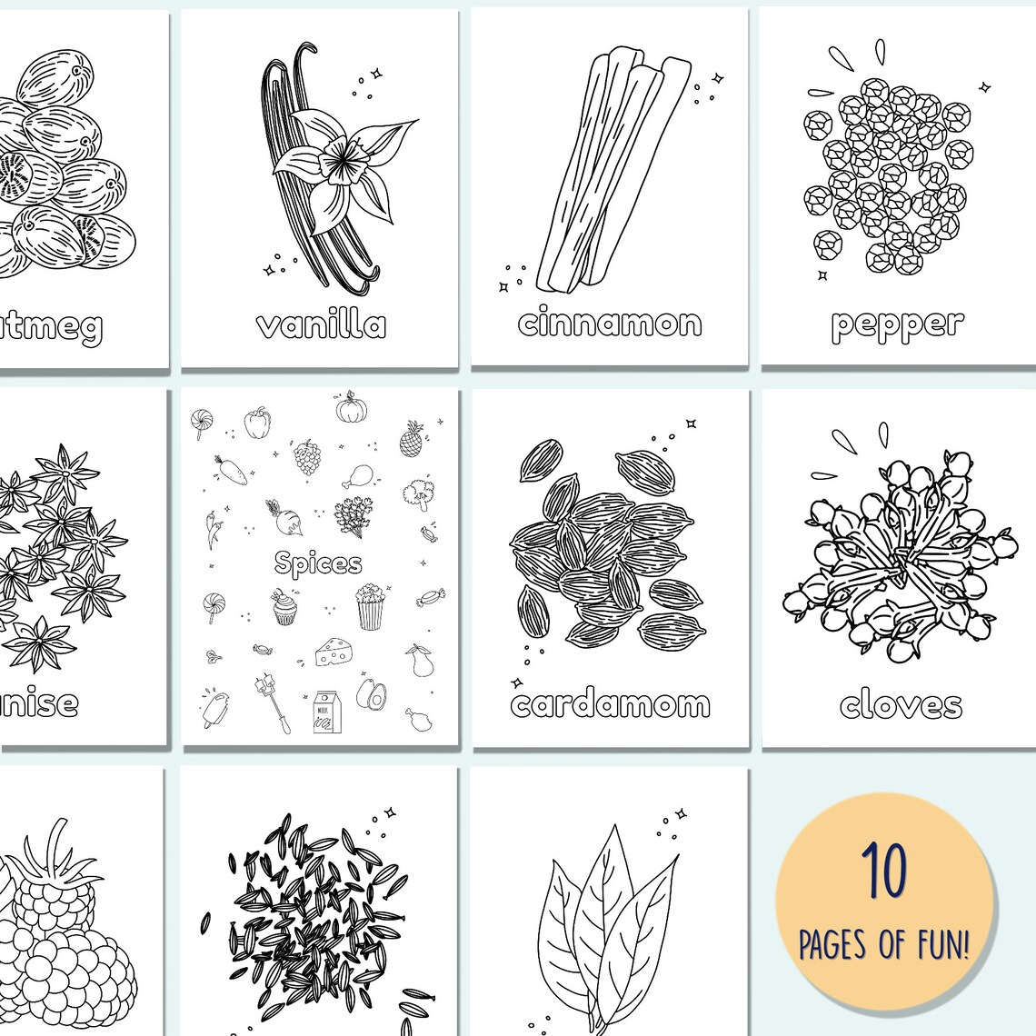 Spices Coloring Pages for Kids - Etsy Canada