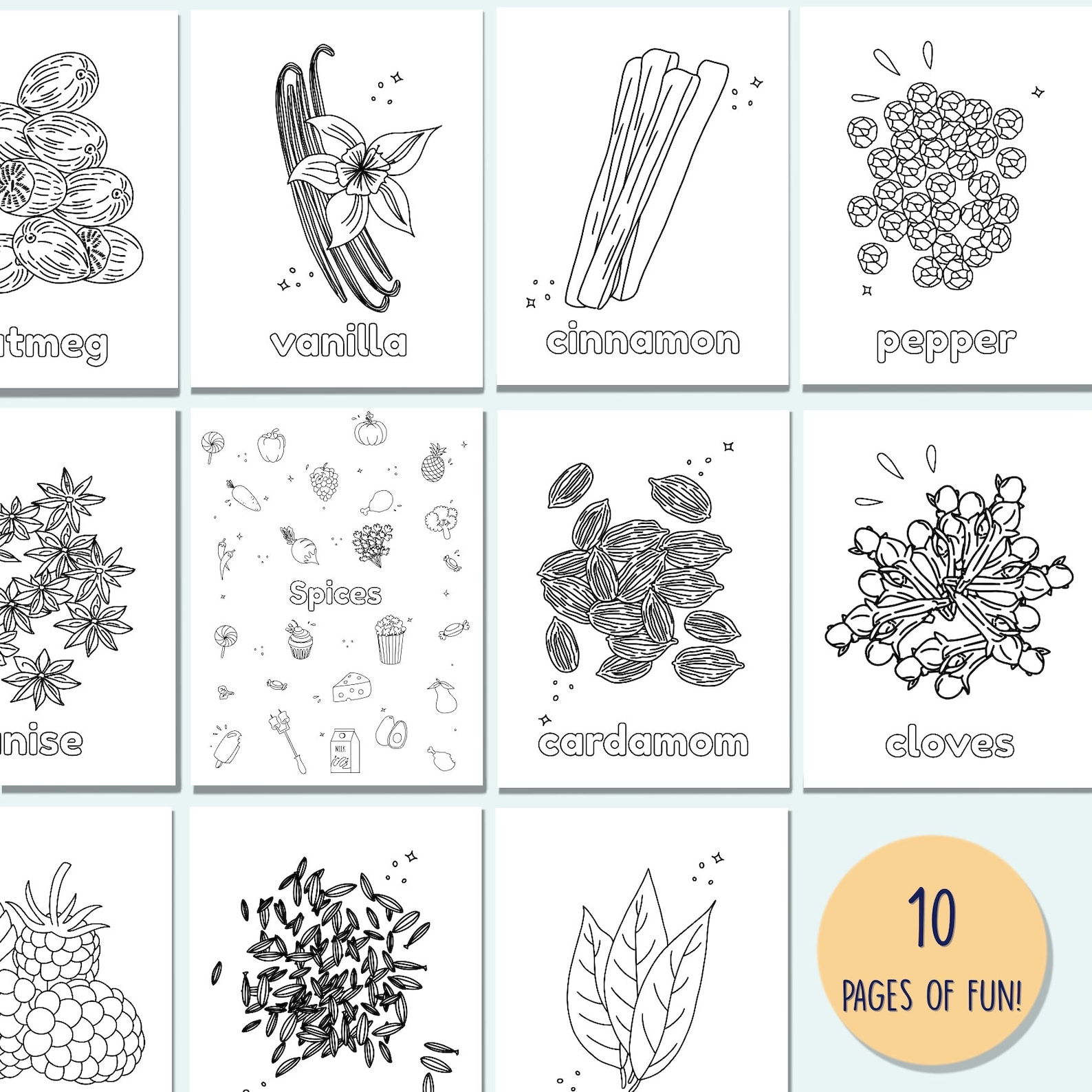 Spices Coloring Pages for Kids - Etsy