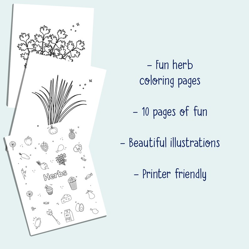 Herbs Coloring Pages for Kids - Etsy