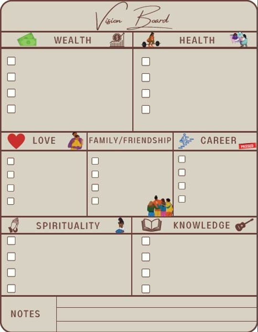 Simple 1 Page Vision Board - Etsy