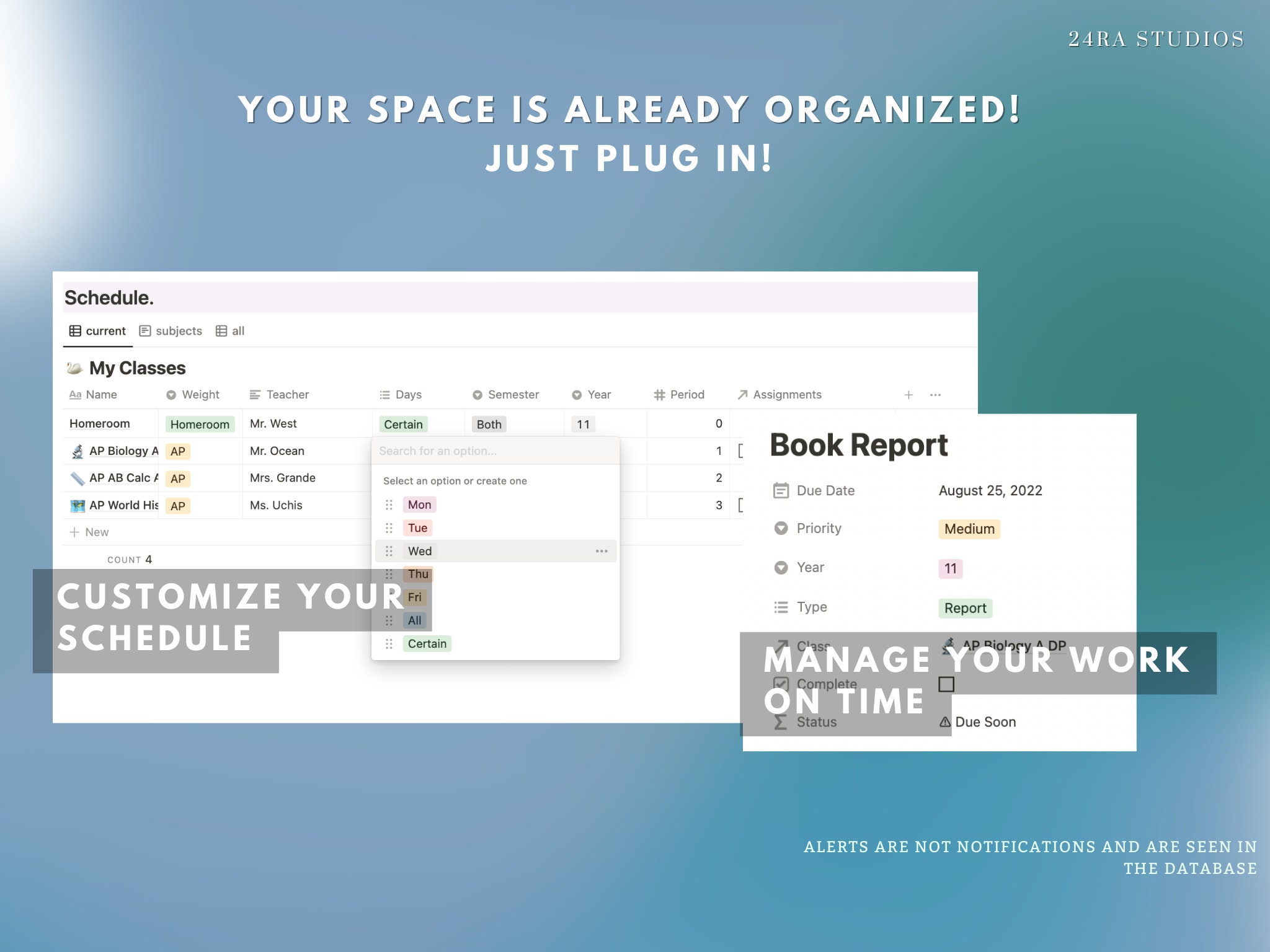 Assignments & Class Schedule Tracker Notion Template (Download Now) - Etsy