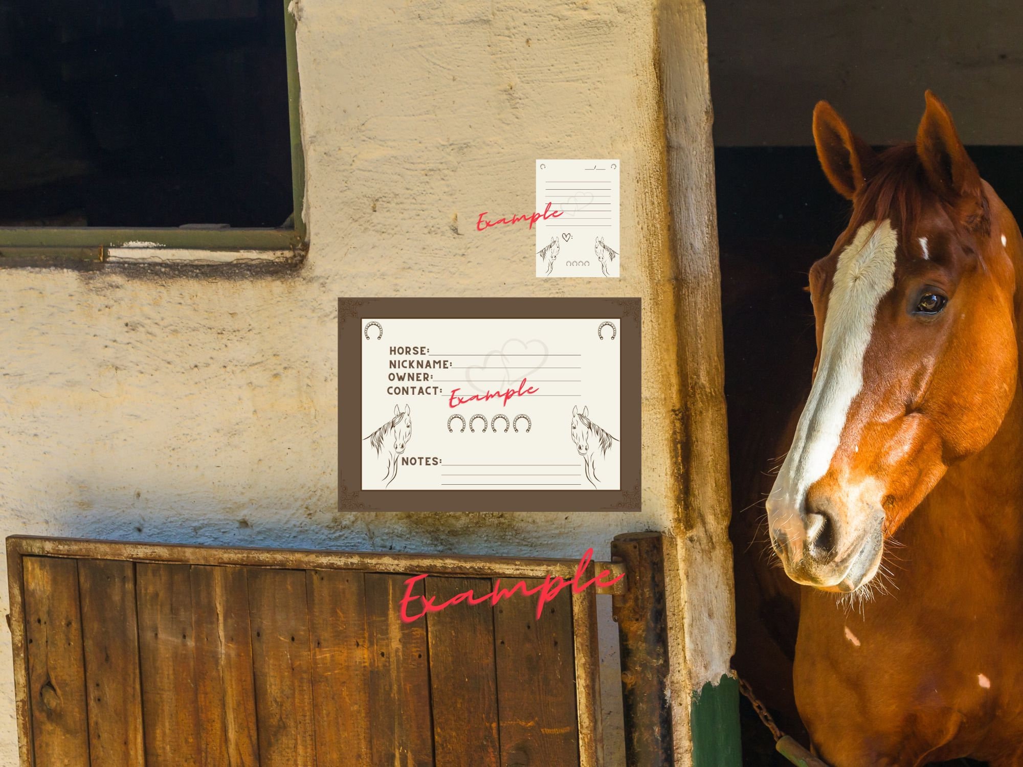 Printable Horse Stable Card and Note. Horses Name (Instant Download ...