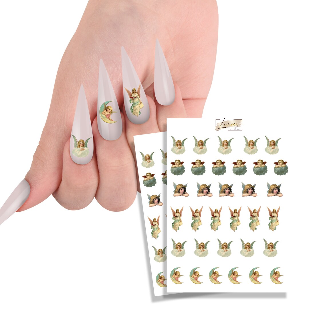 Waterslide Nail Decals, Nail Decals, Vintage Angel Nail Decals, Vintage ...