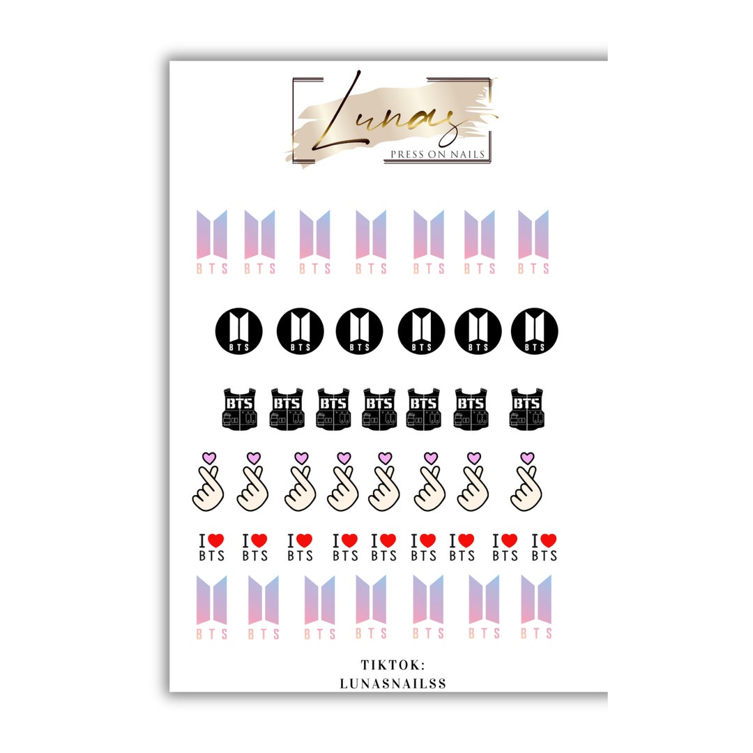 BTS Nail Decals BTS Nails Waterslide Nail Decals, Nail Art, BTS - Etsy