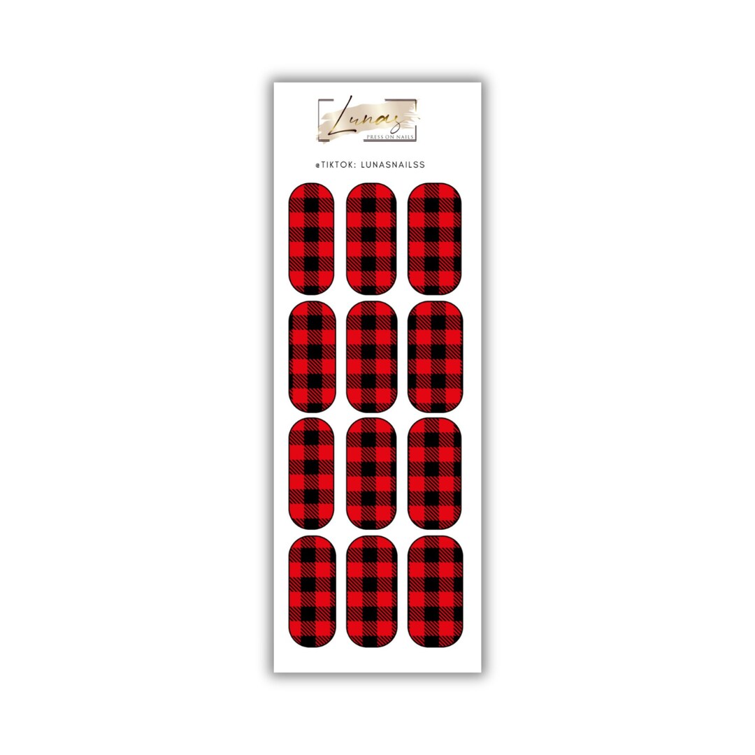 Christmas Waterslide Nail Decals, Christmas Flannel Nail Wraps, Flannel ...