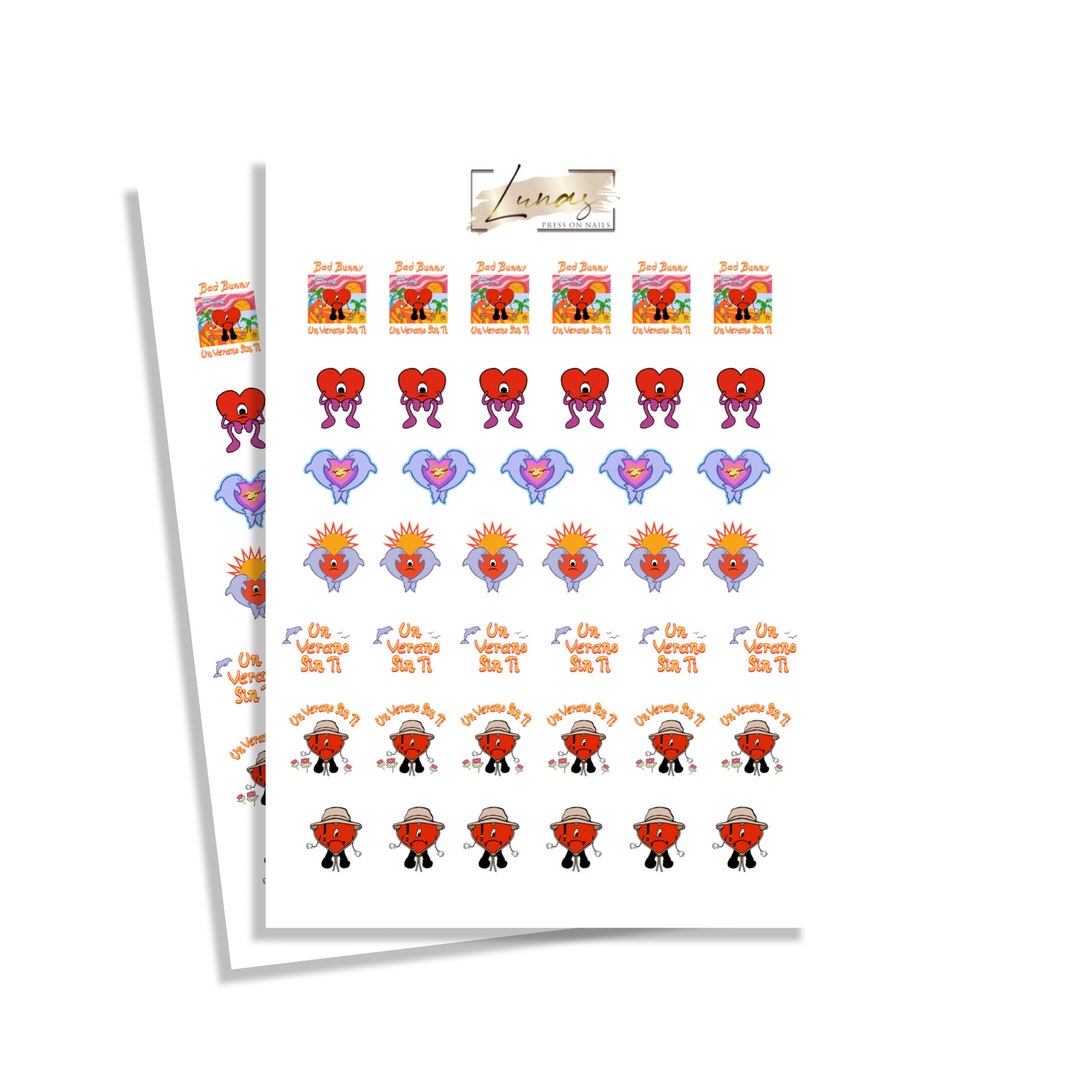 Waterslide Nail Decals, Decals for Nails, Bad Bunny Nail Decals, Un ...
