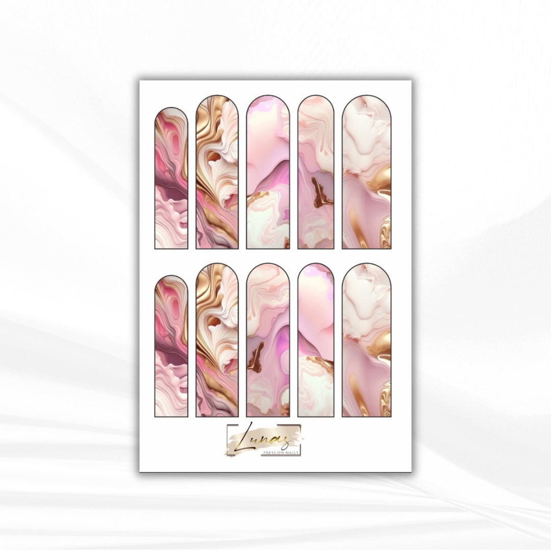 Pink and Blush Marble Waterslide Nail Decals, Waterslide Nail Wraps ...
