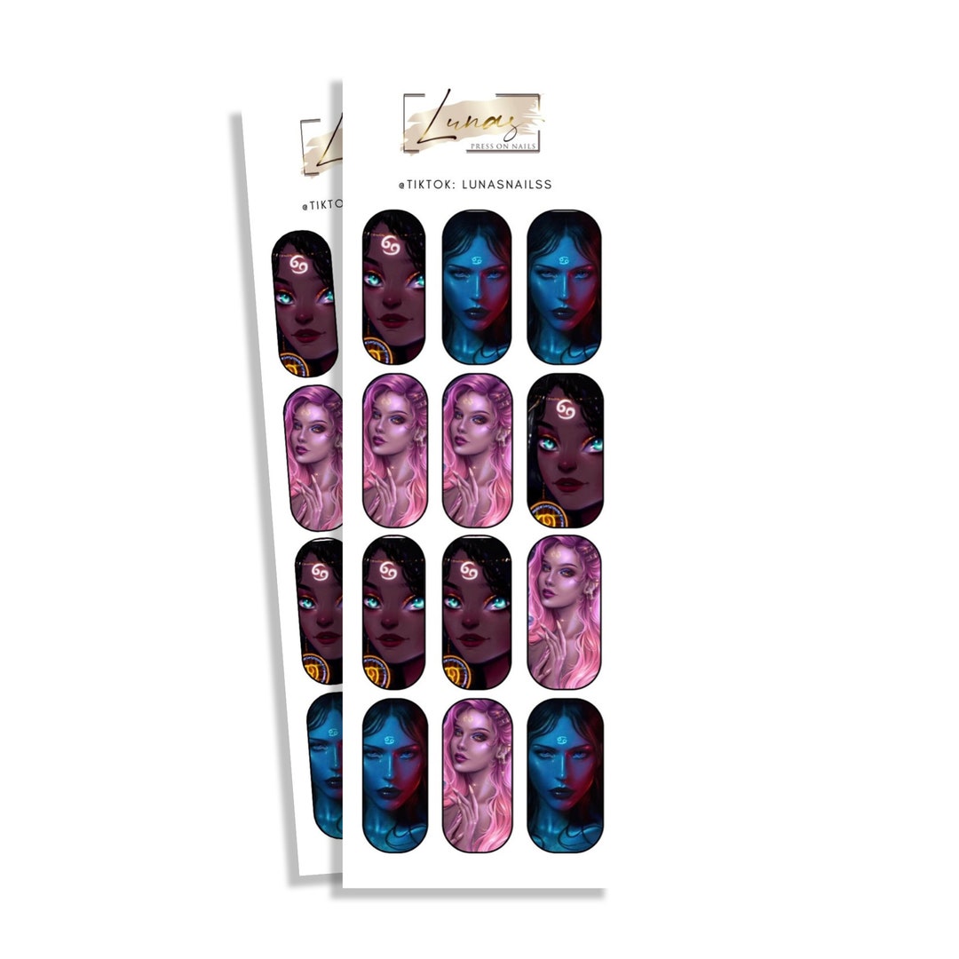Cancer Zodiac Nail Decals, Cancer Nail Wraps, Cancer Waterslide Nail ...