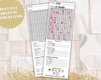 Printable Yearly Reading Tracker Fill in Bookmark Book Lovers Bookmark ...