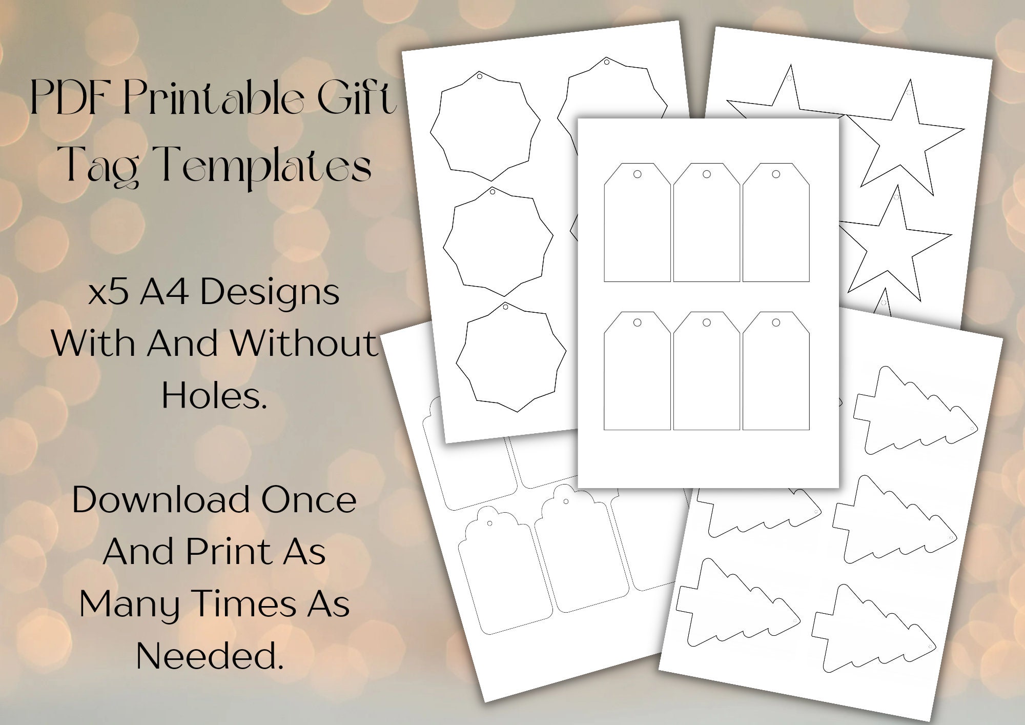 Pdf Printable Gift Tag Template, Christmas Tags, Crafting, Printable ...