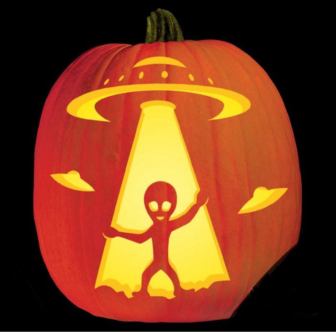 Alien UFO Halloween Pumpkin Carving Pattern to Download PDF Pattern ...