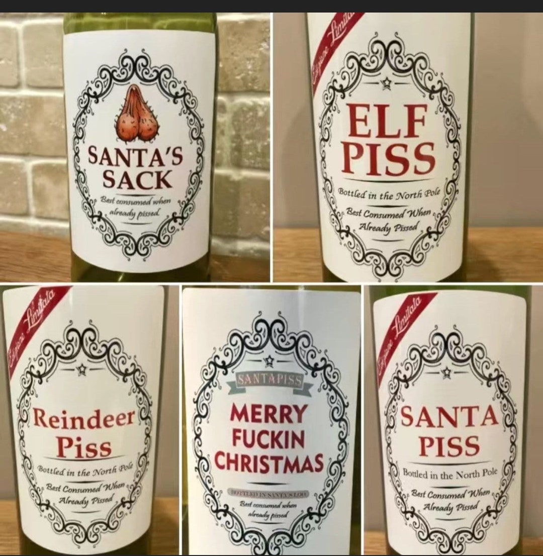 5 Christmas Rude Wine Bottle STICKERS Labels Art Crafts Joke - Etsy