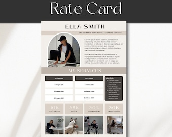 Media Kit Template, Content Creator Rate Card, Price List Template ...