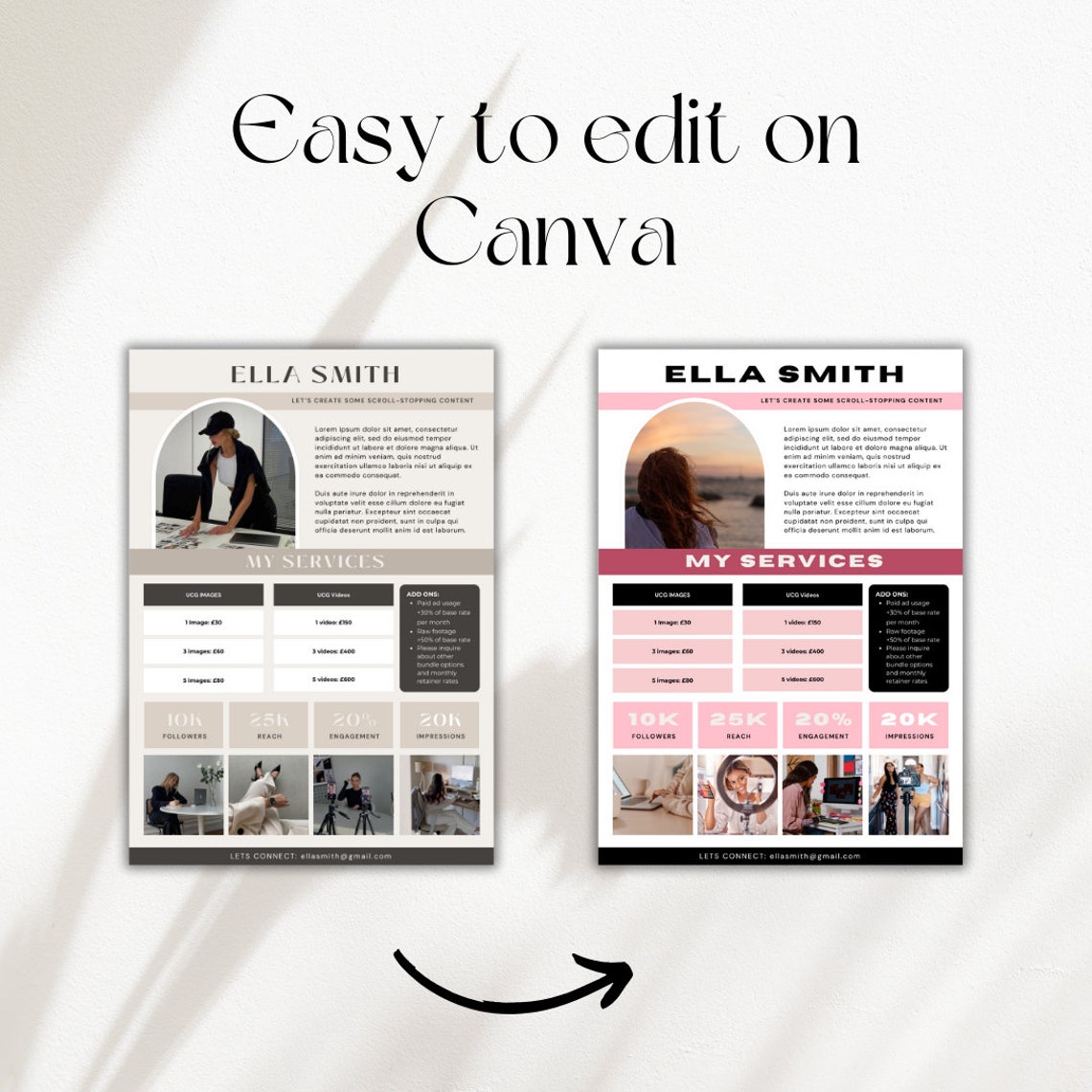 Media Kit Template, Content Creator Rate Card, Price List Template ...