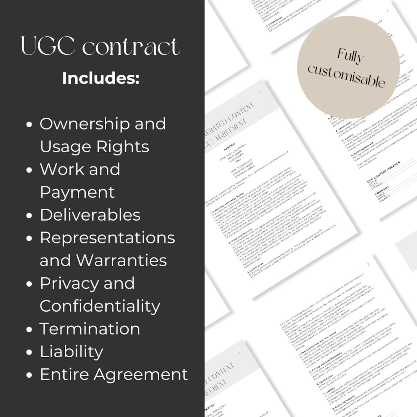 UGC Creator Contract Template, UGC Template, UGC Agreement, Influencer ...