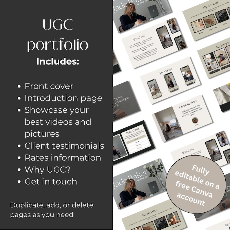 Editable Canva UGC Portfolio Template, Minimalist Website (PDF File) - Etsy