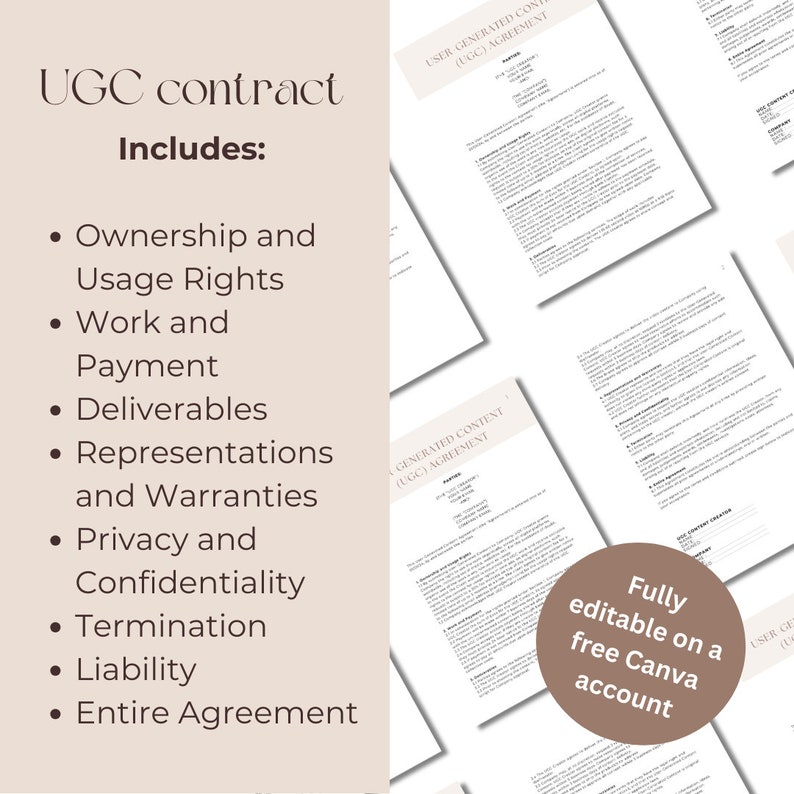 UGC Creator Contract and Invoice Template (canva Editable) - Etsy