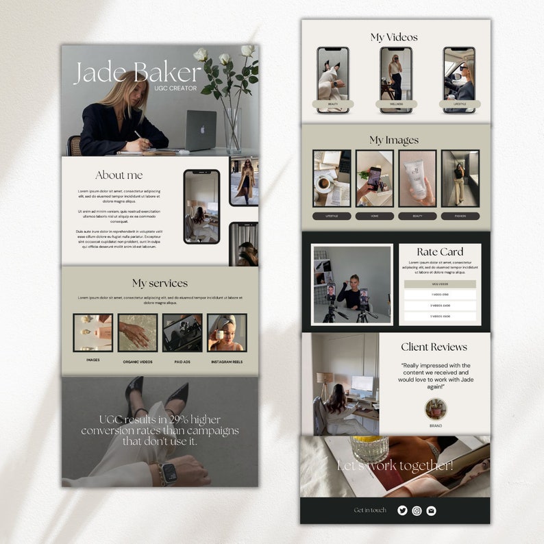 Editable Canva UGC Portfolio Template, Minimalist Website (PDF File ...