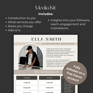 Media Kit Template, Content Creator Rate Card, Price List Template ...