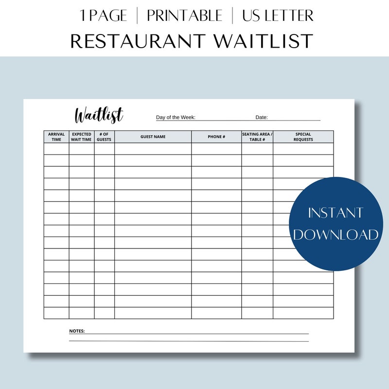 Wait List Printable - Etsy