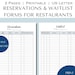 Printable Restaurant Reservation Form and Waitlist Form, Minimalist ...