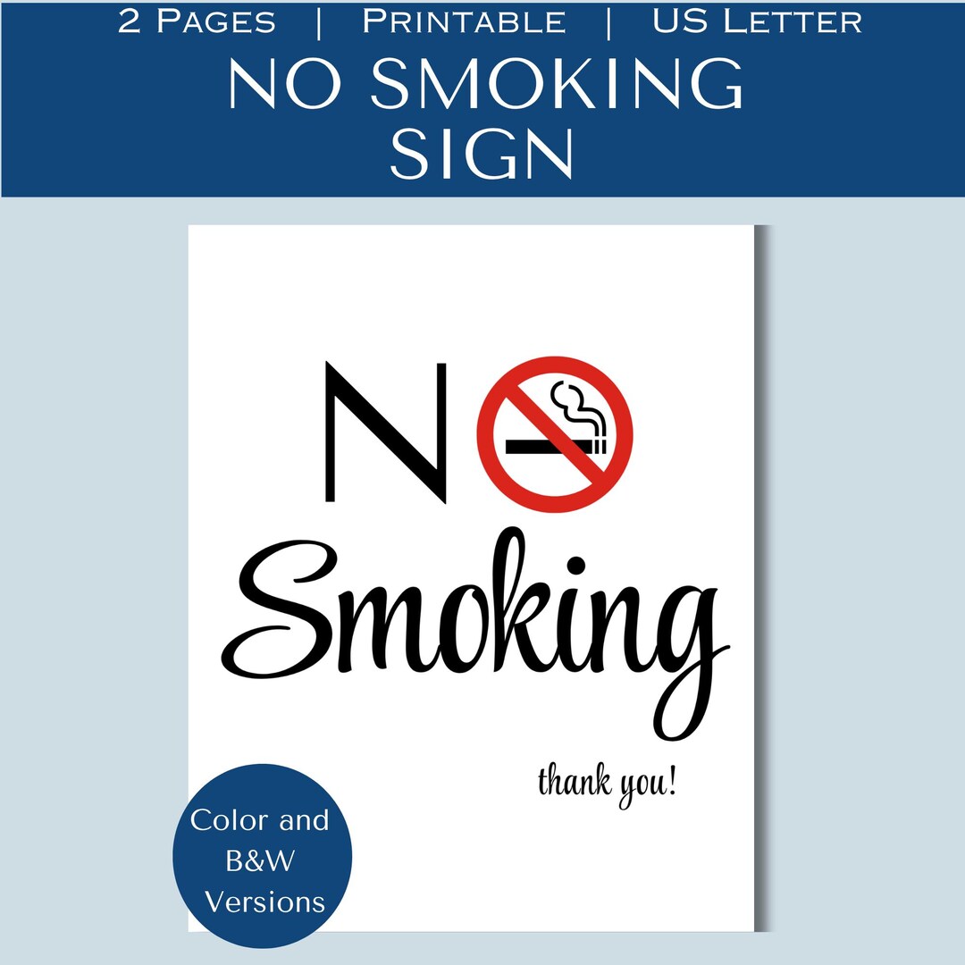 No Smoking Sign, Printable Business Signs, Restaurant Signs, Rental ...