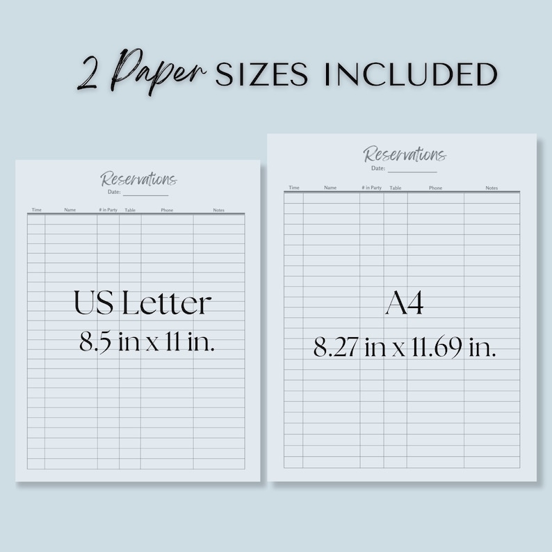 Printable Restaurant Reservation List, Table Reservation Form ...