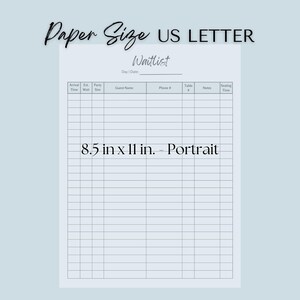 Restaurant Waitlist Form, Waiting List, Waitlist Template, Minimalist ...