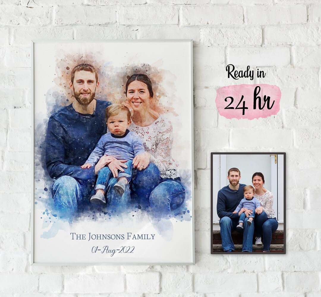Watercolor Family Portrait | Family Painting From Photo | Gift for ...