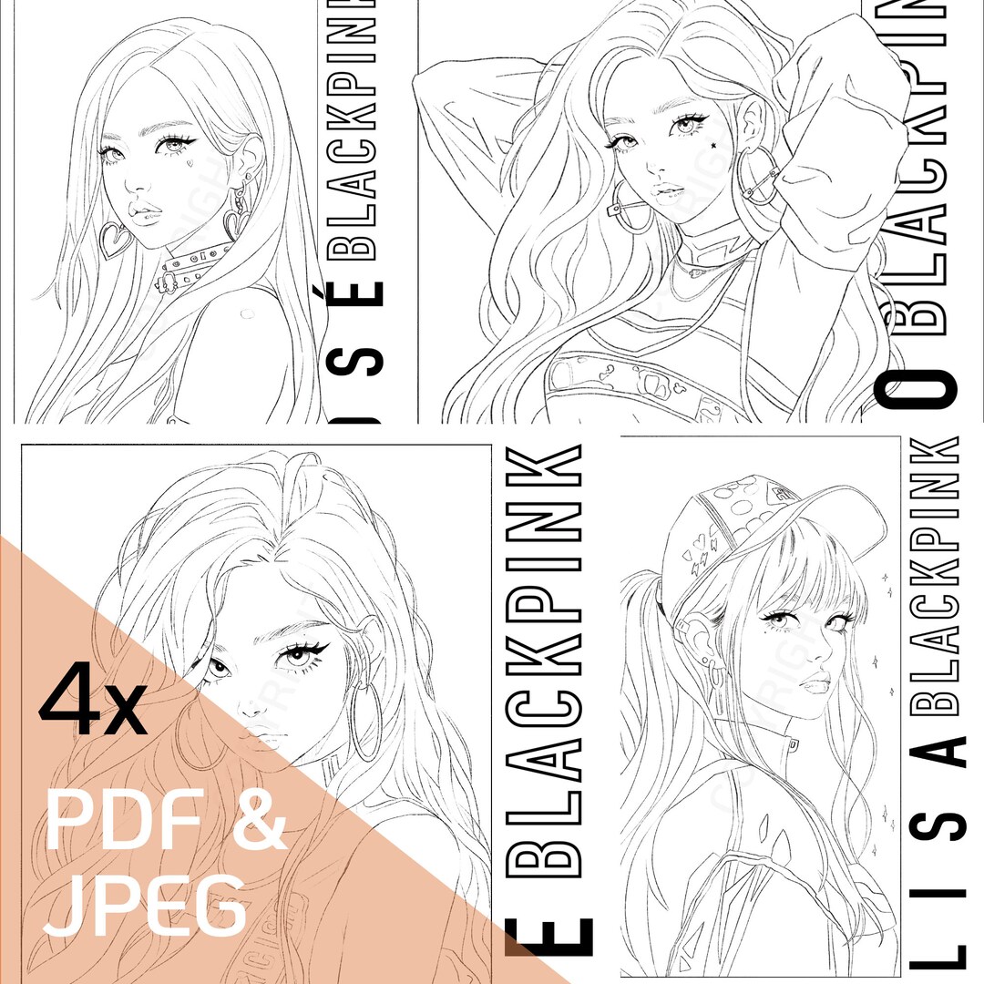 4x Printable Coloring Pages BLACKPINK Instant Download - Etsy