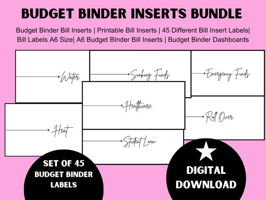 Budget Binder Bill Inserts Printable Bill Inserts 45 Different Bill ...