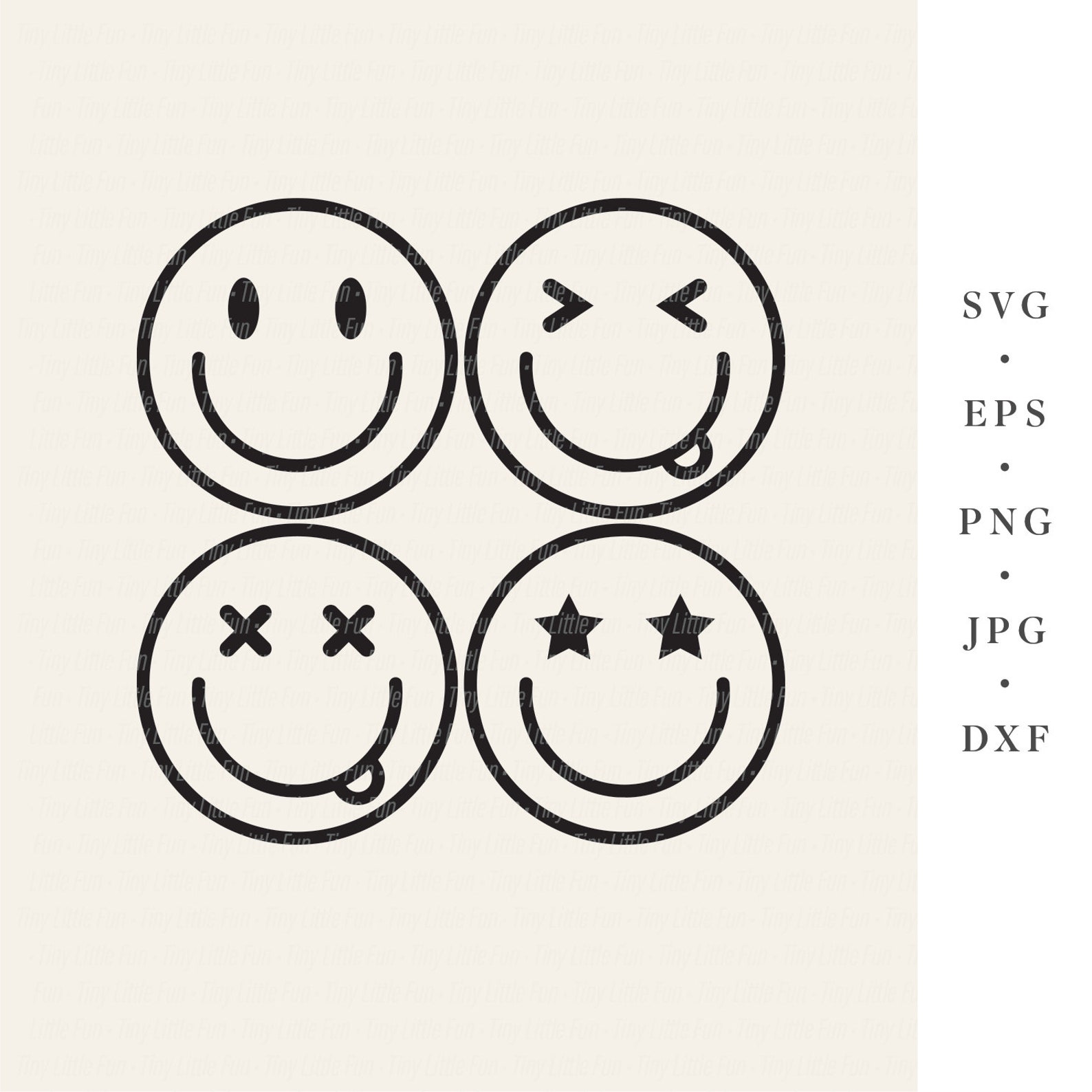Smiley Face / Svg Png Dxf Jpg Eps File Bundle for Plotter / XX Eyes ...