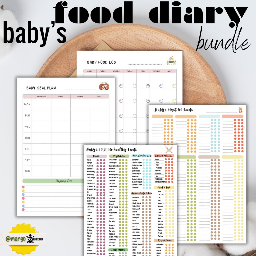 Baby Food Tracker Printable BUNDLE Babys First Foods Meal - Etsy